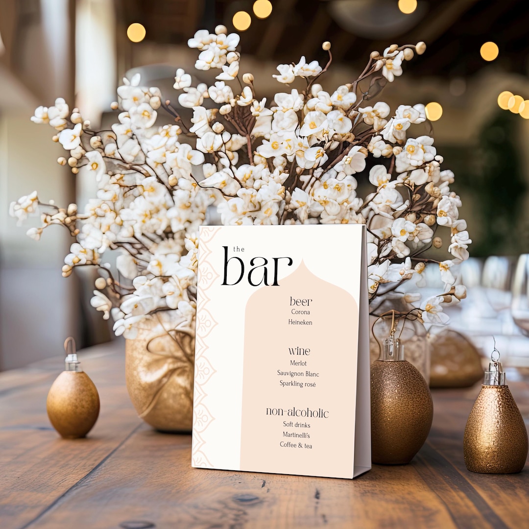 Indian Arch Bar Menu Template for Weddings | Editable Canva Template ...