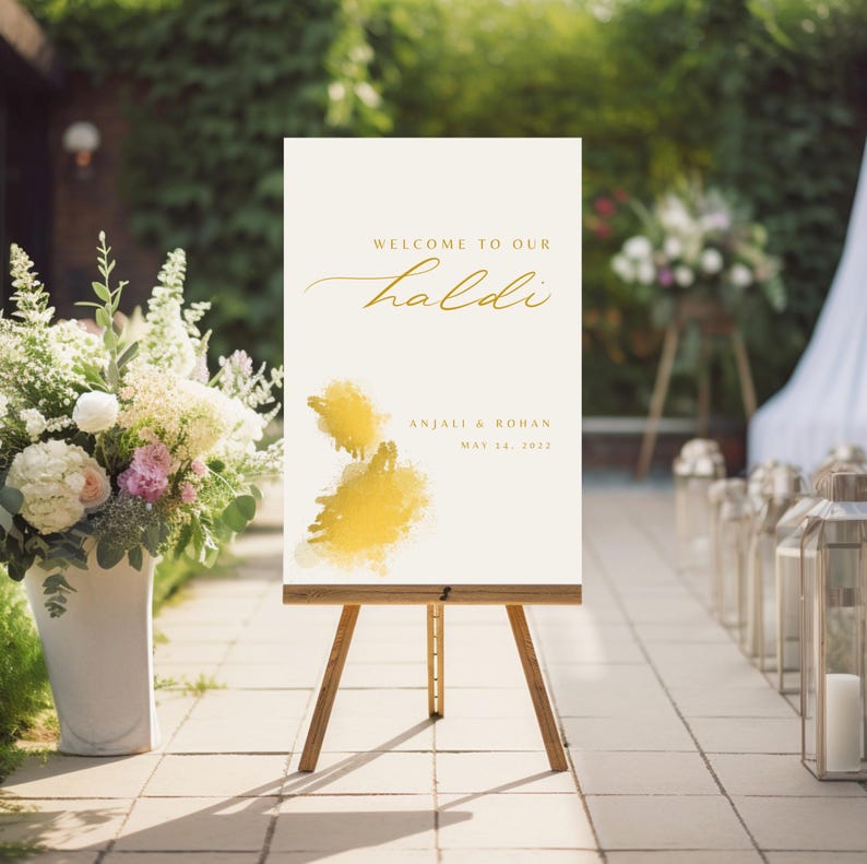 HALDI | Modern Custom Handwritten Haldi Welcome Sign for Desi Weddings ...