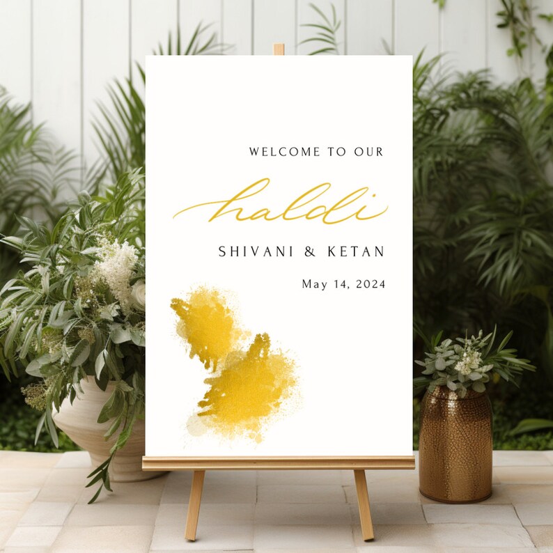 HALDI | Minimalist Haldi Welcome Sign With Modern Calligraphy ...