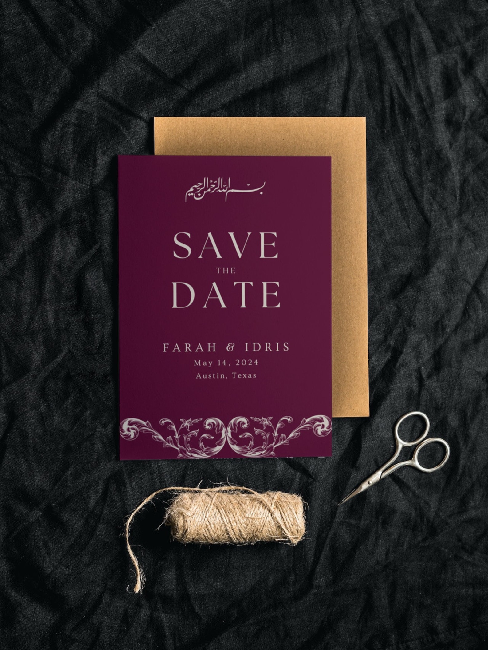 Muslim Wedding Save the Date Template | Editable Canva Template ...