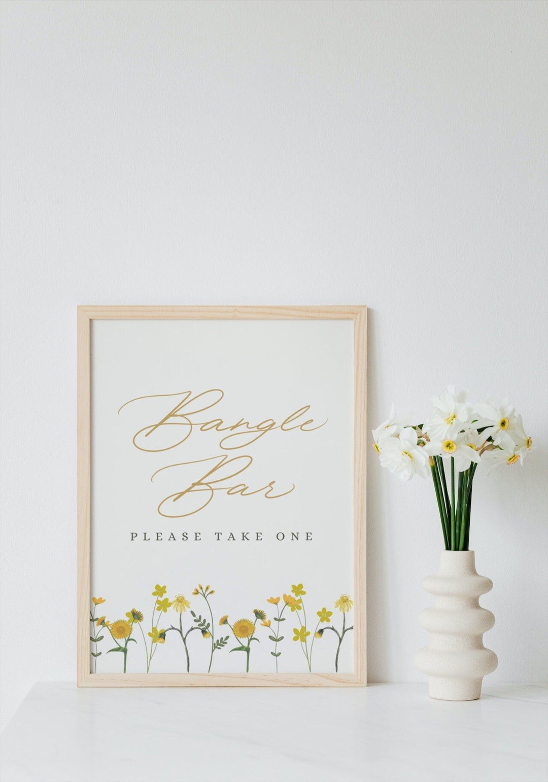 PUSHPA | Handwritten Floral Bangle Bar Sign for Desi Weddings | Yellow ...