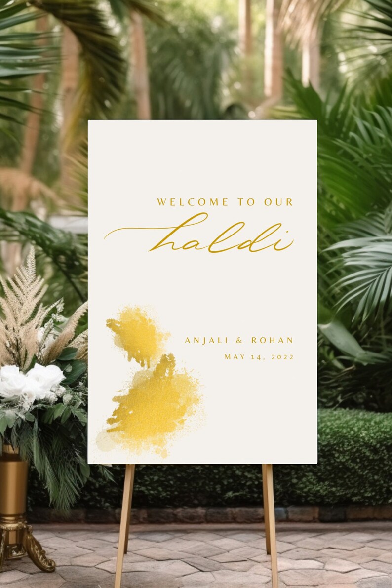 HALDI | Modern Custom Handwritten Haldi Welcome Sign for Desi Weddings ...