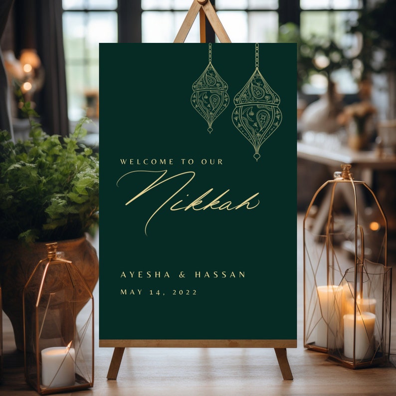 Modern Custom Nikkah Welcome Sign for Muslim Weddings | Modern ...