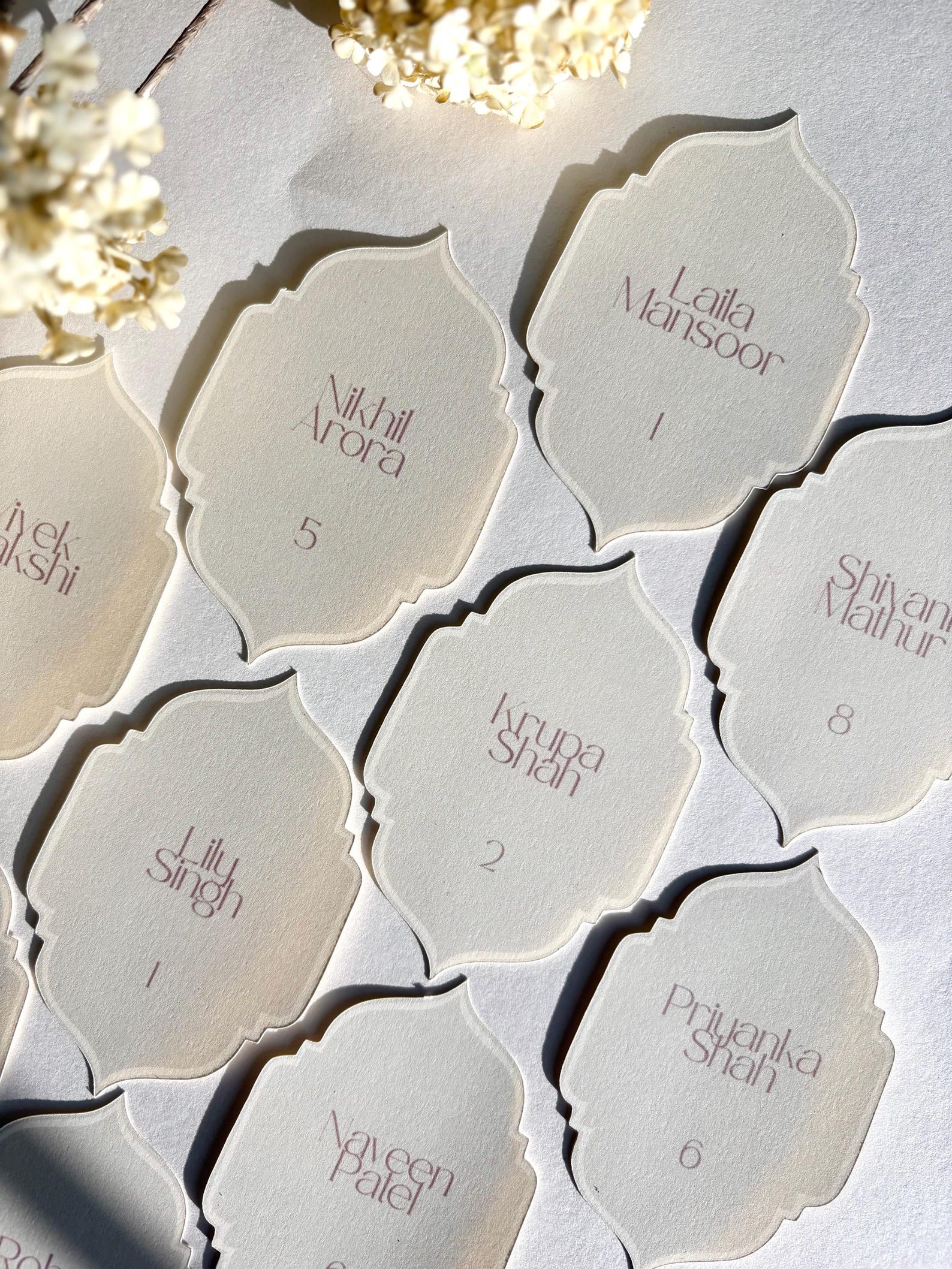 Unique Printed Place Cards With Table Assignment for Indian Weddings ...