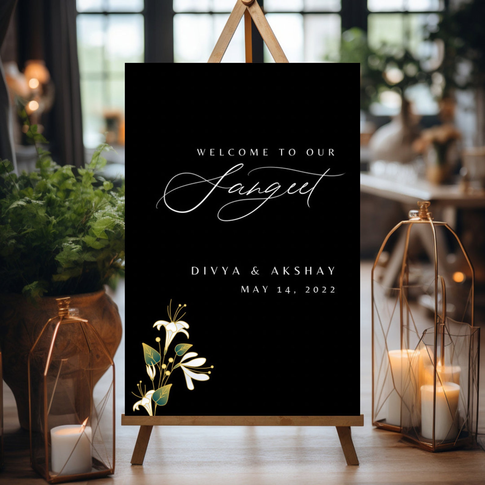 Modern Custom Sangeet Welcome Sign for Indian Weddings | Modern ...