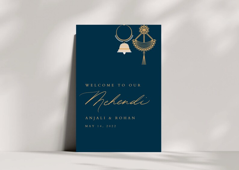 NISHA Handwritten Custom Mehendi Welcome Sign for Desi Weddings Dark ...
