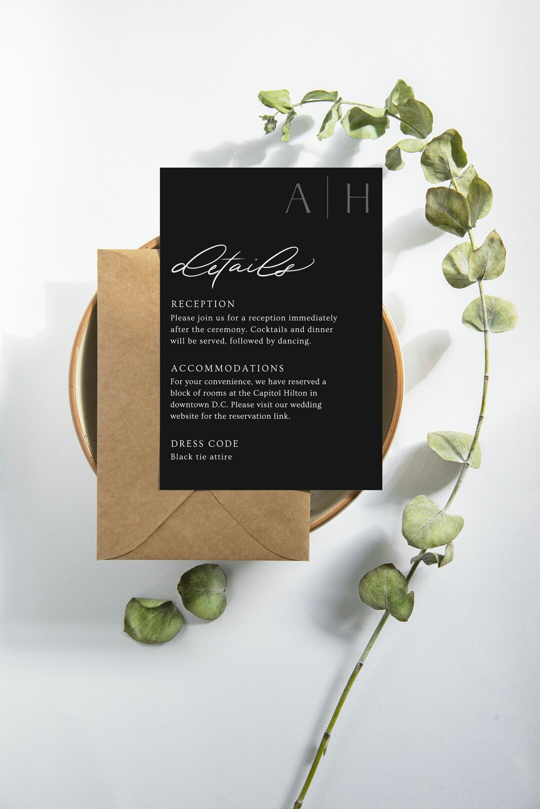 Modern Wedding Details Sheet Template for Invitation Suites | Editable ...