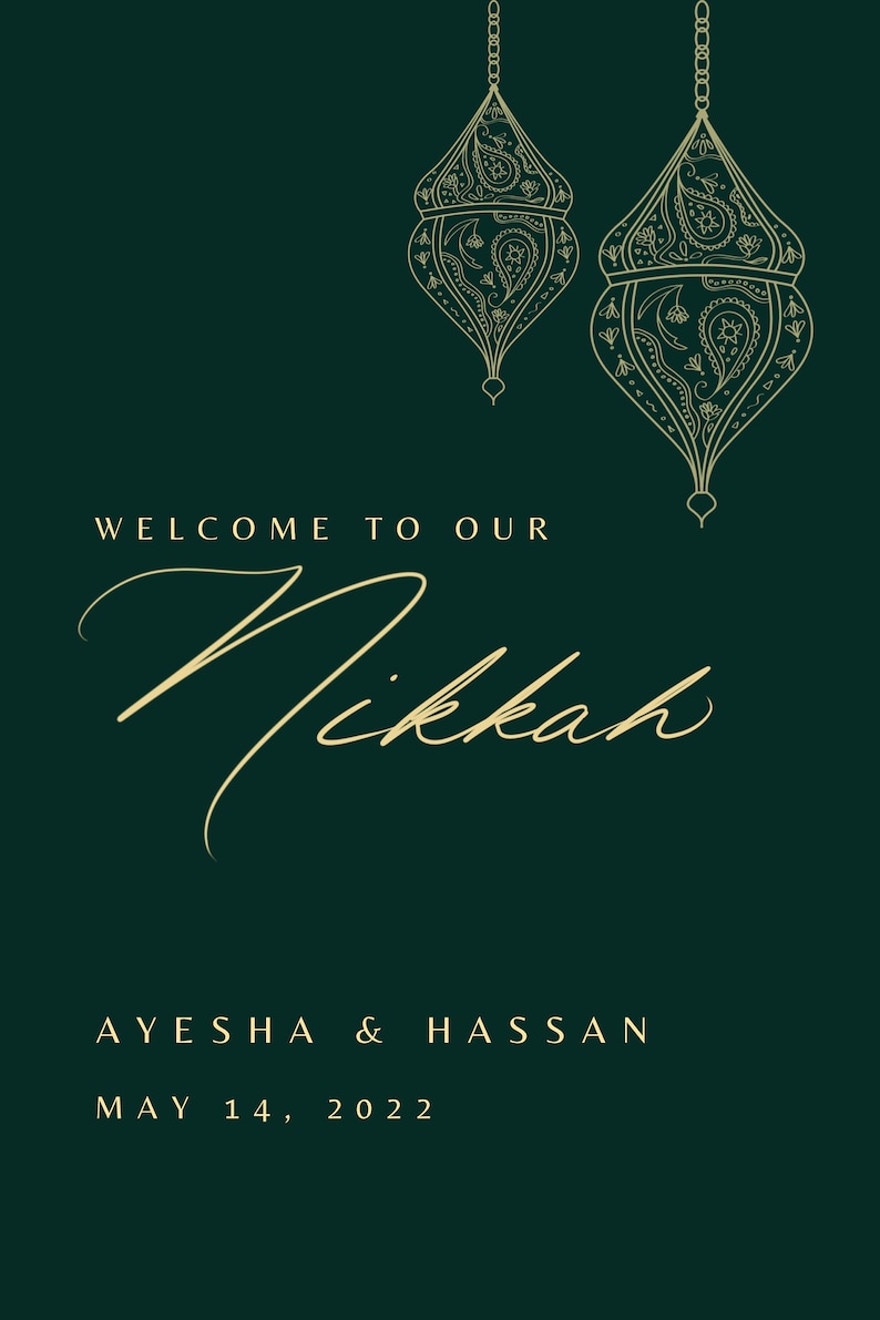 Modern Custom Nikkah Welcome Sign for Muslim Weddings | Modern ...