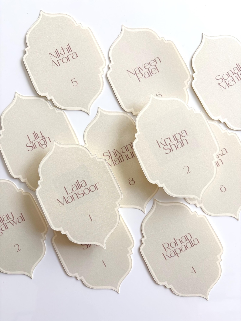 Unique Printed Place Cards With Table Assignment for Indian Weddings ...