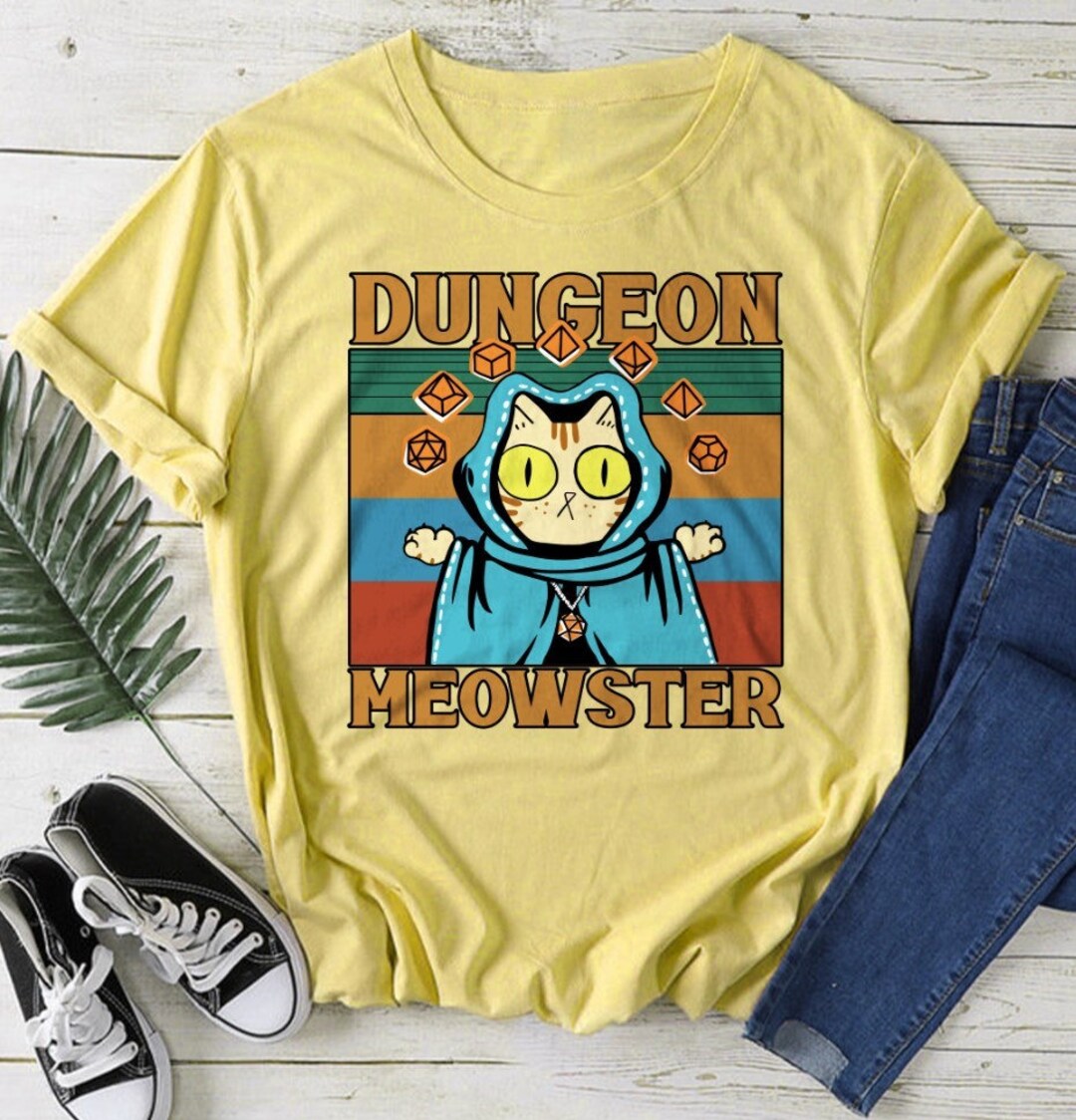 Yellow Cat Dnd Meowster Dungeon Cat Shirt Dragon Meowster Yellow Cat ...
