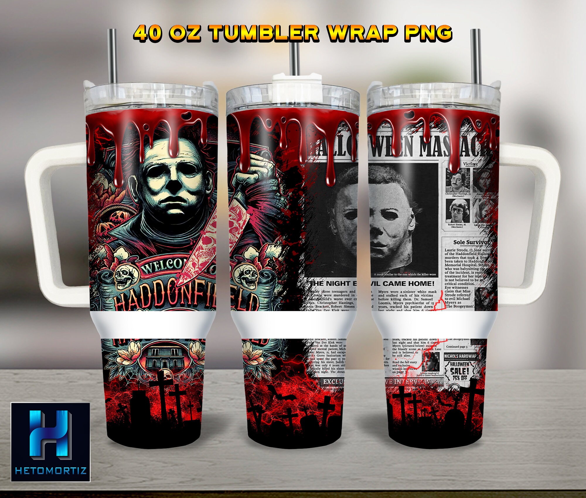 Horror Characters Tumbler 40 Oz Wrap PNG Sublimation Instant Download ...