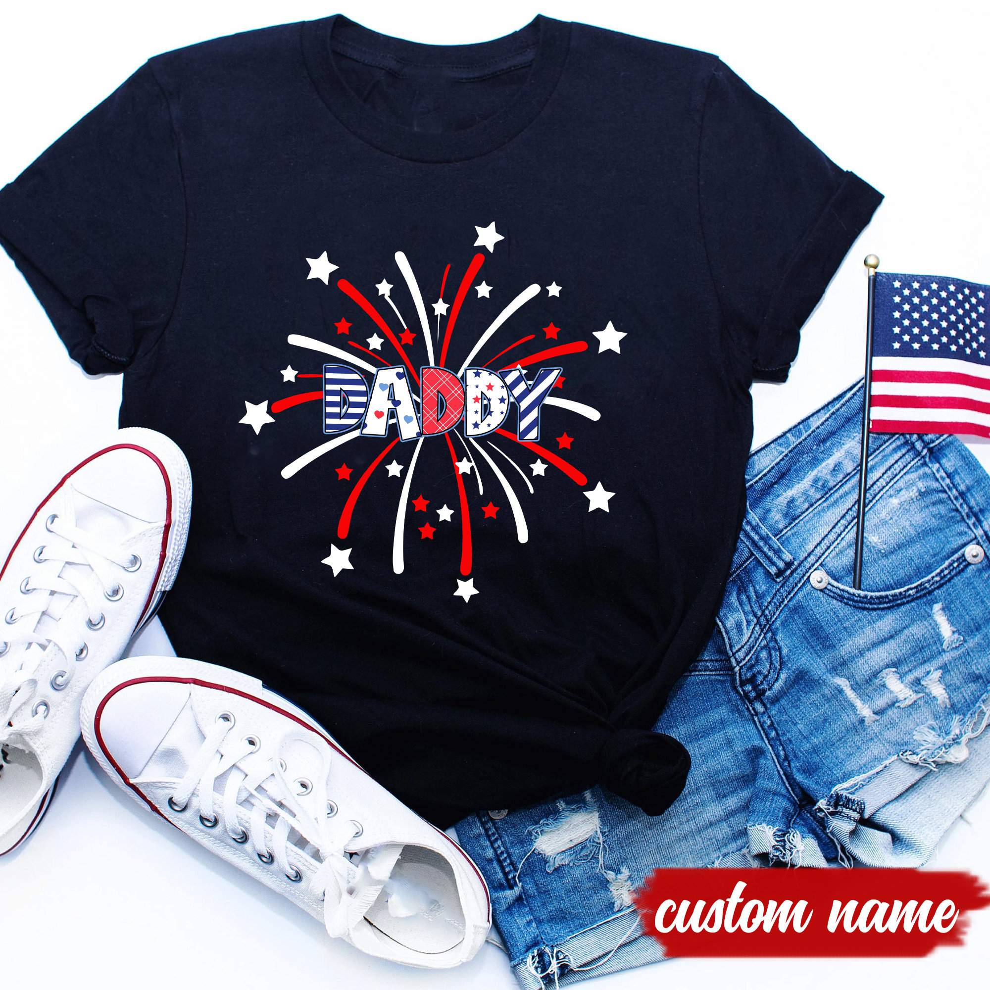 Personalized Firework American Flag With Name Shirt, July 4th Family ...
