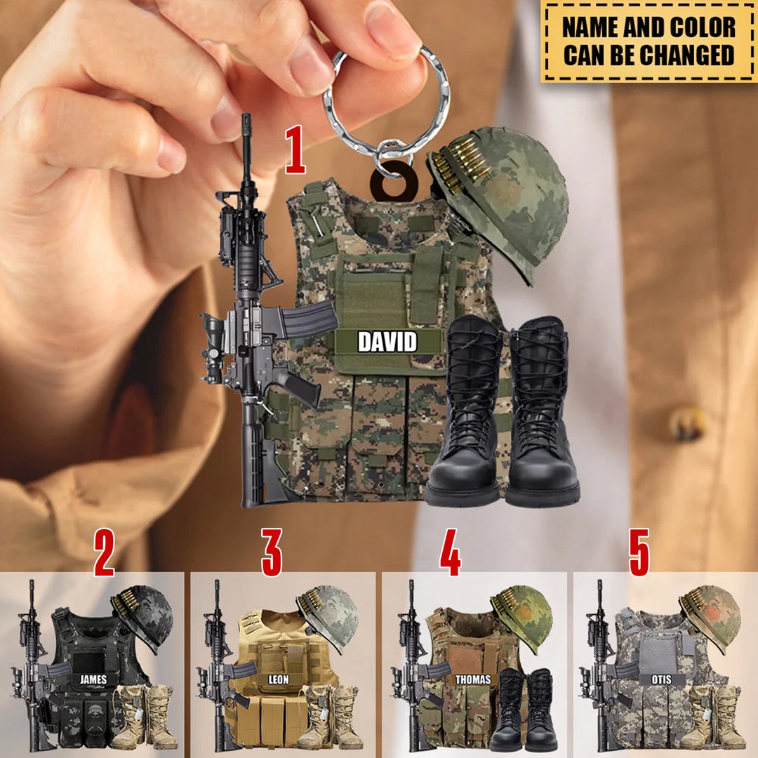 Personalized Military Uniform Ornament Keychain, Customizable Military ...