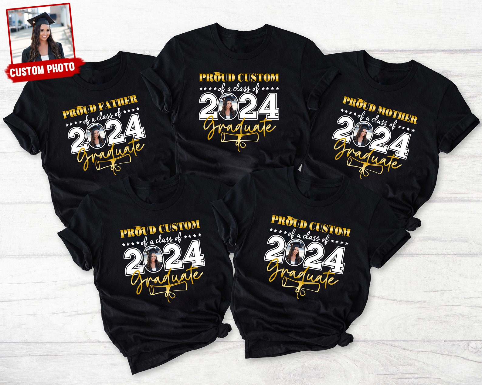 Personalized Class of 2024 Family Graduation Shirts, Custom Your Photo ...