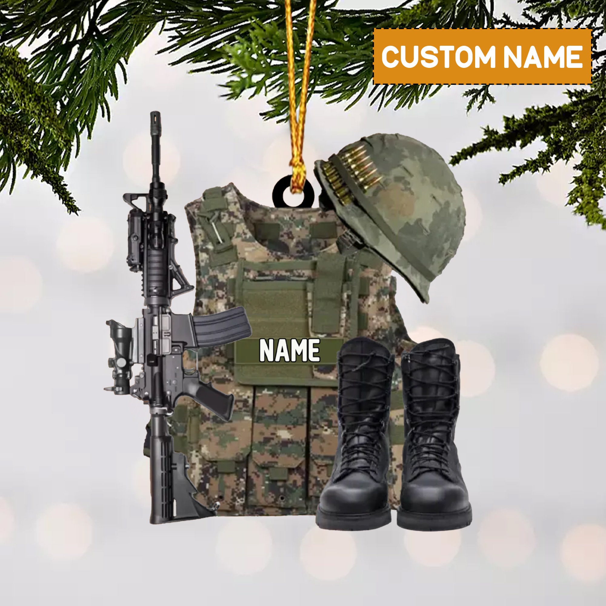 Personalized Military Uniform Ornament Keychain, Customizable Military ...