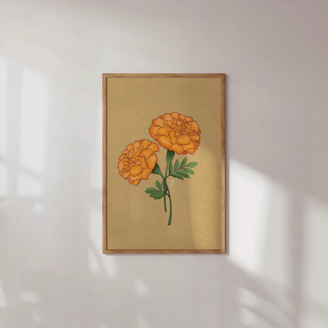 Marigold Flower, Cempasúchil Art Print - Etsy