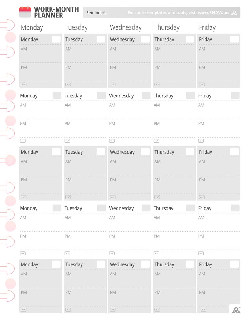 Hole Punched Printable Planner Weekly Monthly Planner - Etsy