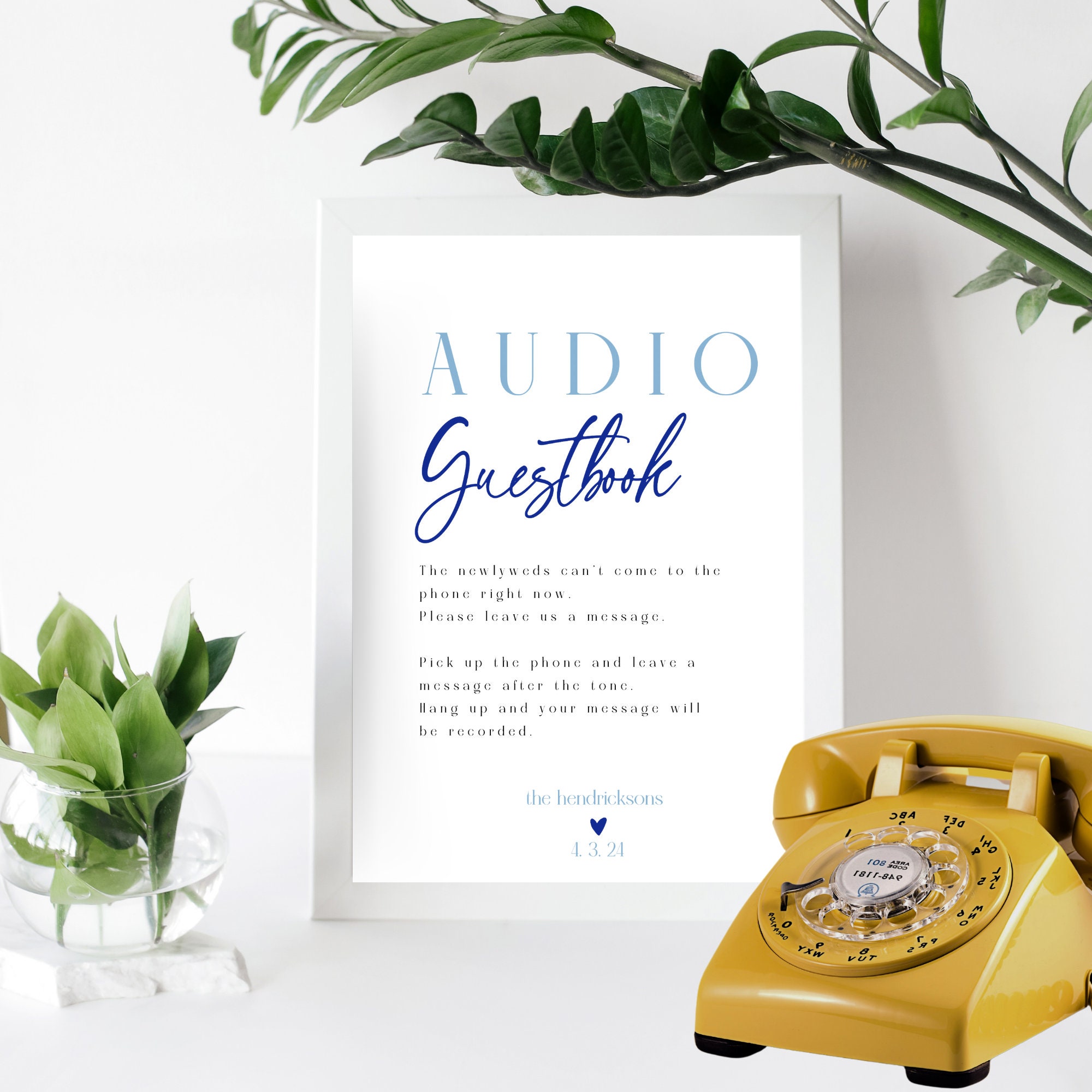 Editable Audio Guestbook Sign Template, Printable Telephone Guestbook ...