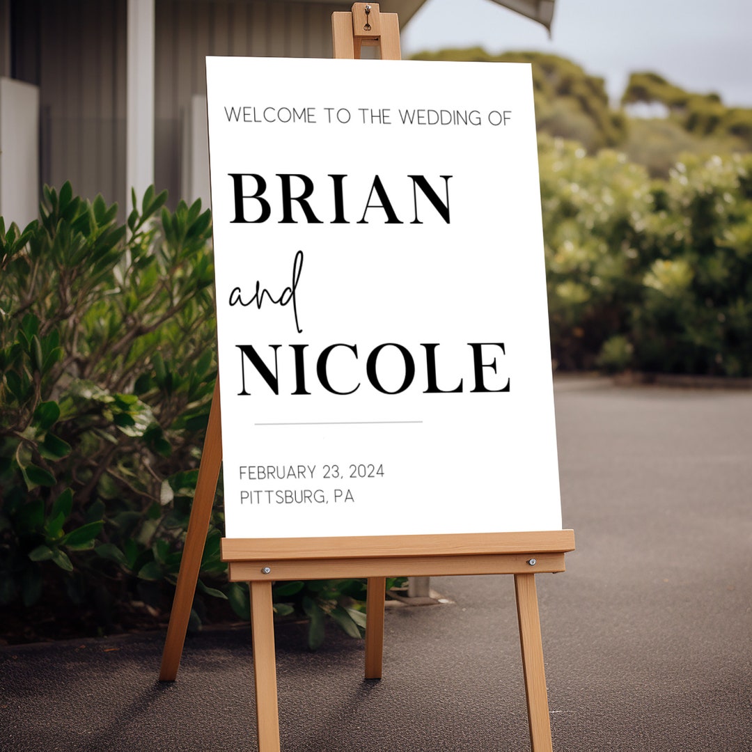 Large Wedding Welcome Sign Template | Minimalist Sign | Reception Signs ...