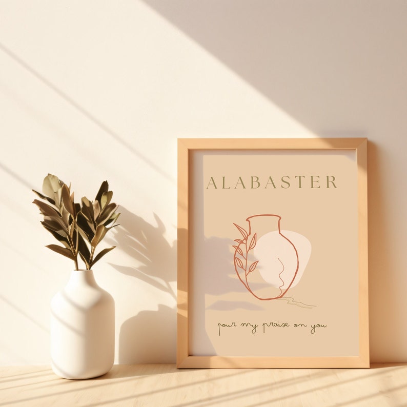 Alabaster Jar Wall Art, Minimalist Christian Wall Art, Worship and ...