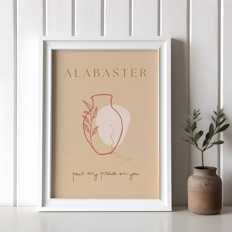 Alabaster Jar Wall Art, Minimalist Christian Wall Art, Worship and ...
