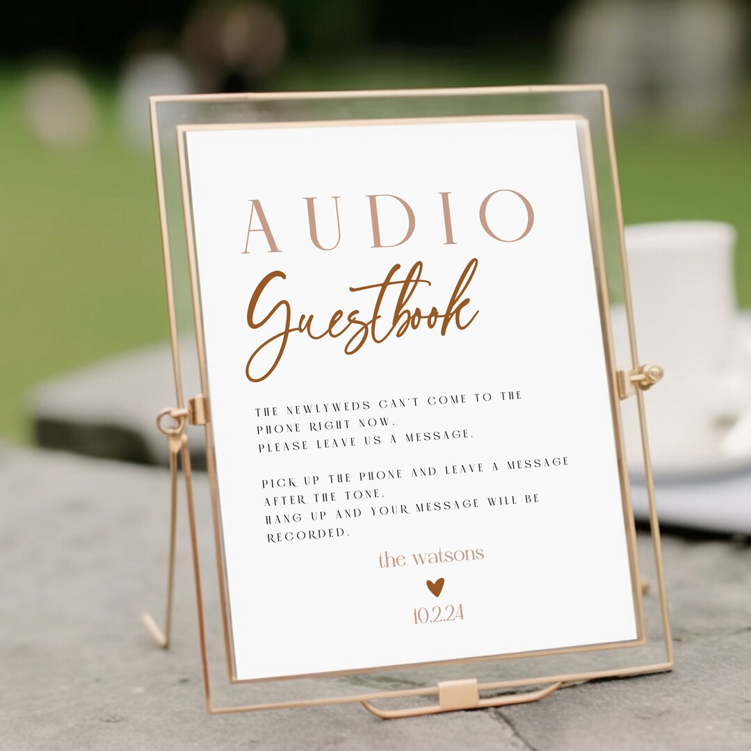 Audio Guestbook Sign Template, Editable Sign for Guestbook, Printable ...