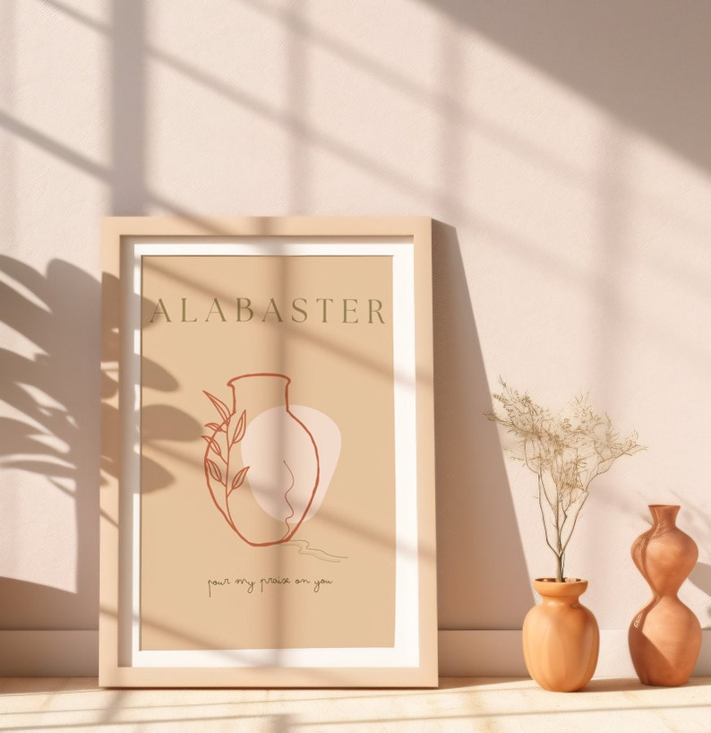 Alabaster Jar Wall Art, Minimalist Christian Wall Art, Worship and ...
