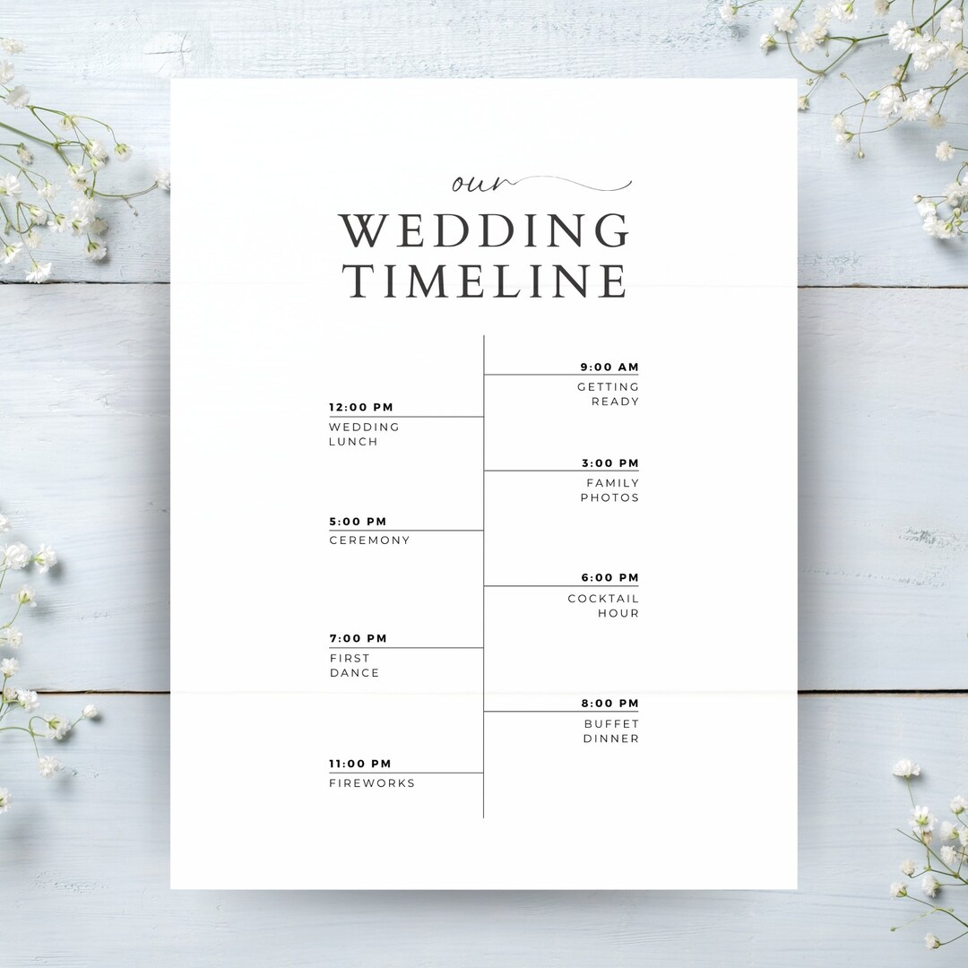Wedding Day Schedule Template Timeline for Wedding Wedding - Etsy