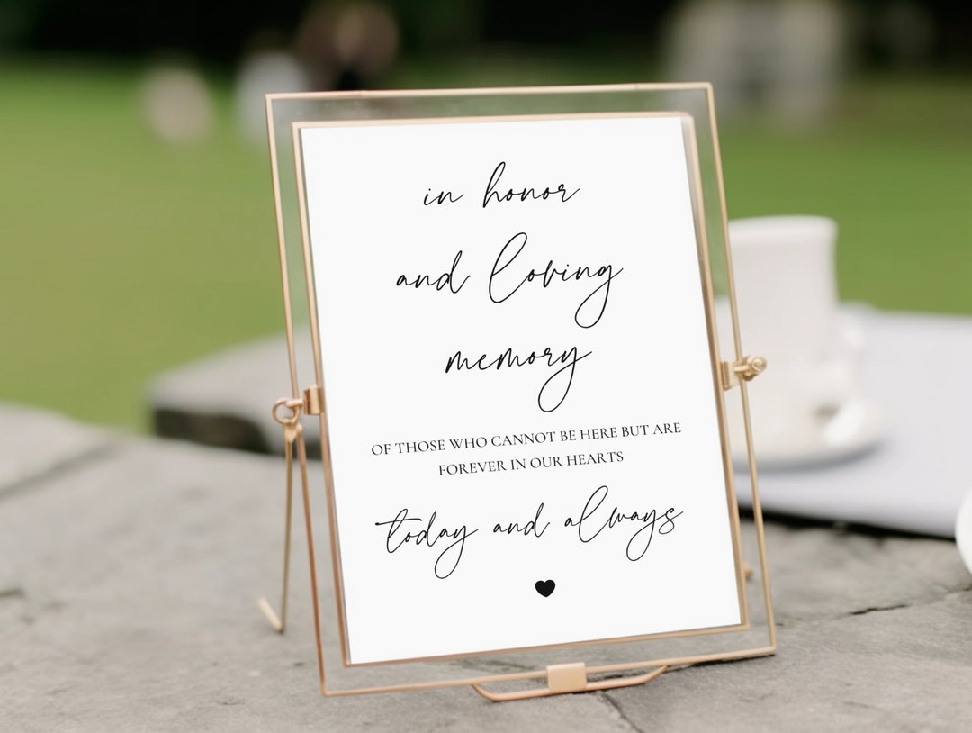 Modern Wedding in Memory Sign Template, Wedding Sign Printable, DIY ...