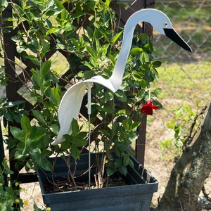 1 Large Egret Black Beak Bobbing Bird PVC Dancing Balancing Sculpture ...