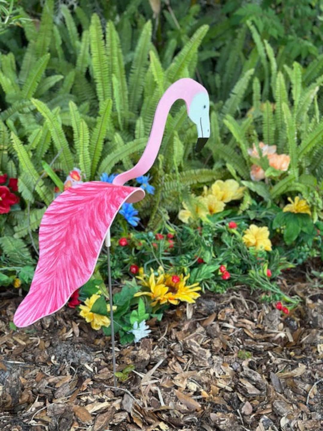 1 Large Pink "fire Back" Flamingo Bobbing Bird Dancing Balancing Sculpture Whirligig Wind ...