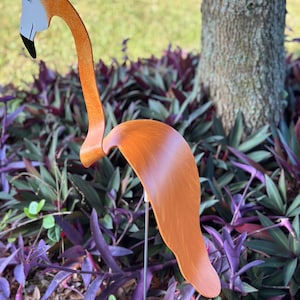 1 Large Orange Flamingo Bobbing PVC Bird Dancing Balancing Sculpture Whirligig Wind Spinner ...