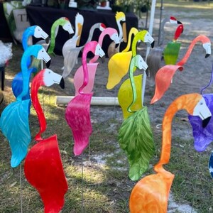 1 Large Key Lime Flamingo Bobbing Bird PVC Dancing Balancing Sculpture ...