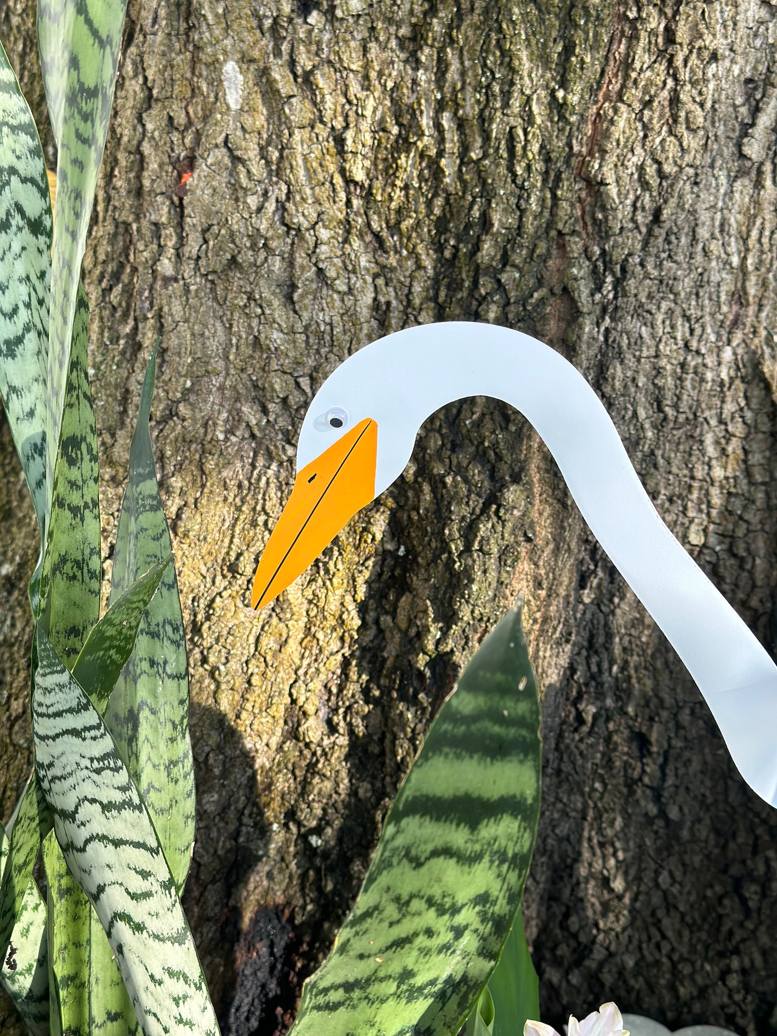 1 Large Egret Yellow Beak Bobbing Bird PVC Dancing Balancing Sculpture ...