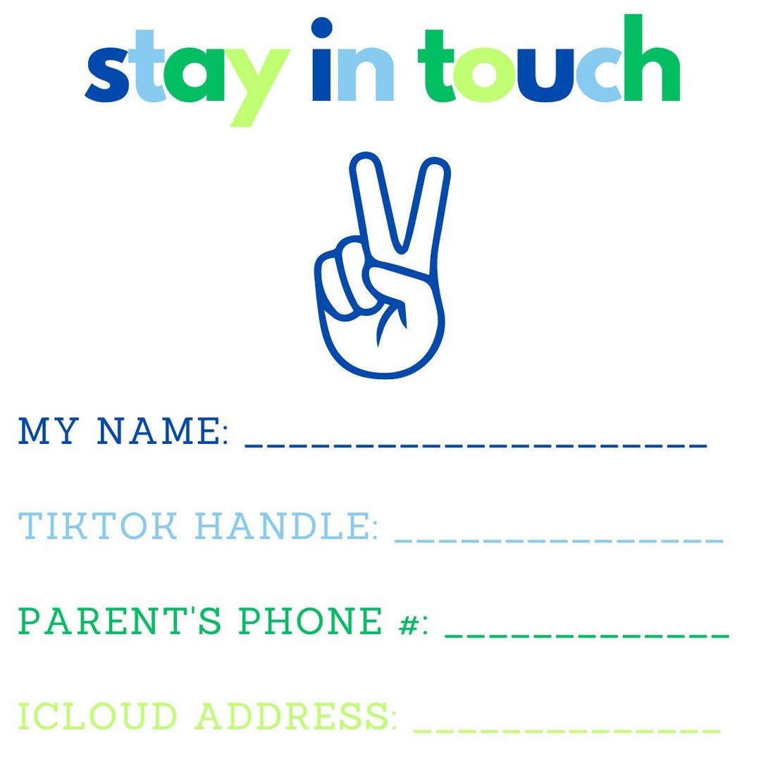 Printable Summer Camp stay in Touch Cards, Contact Info Camp Cards ...