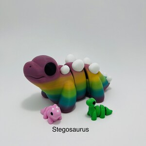 Large Articulated Fidget Dino - Fidget Creature - Fun Colors - Rainbow ...