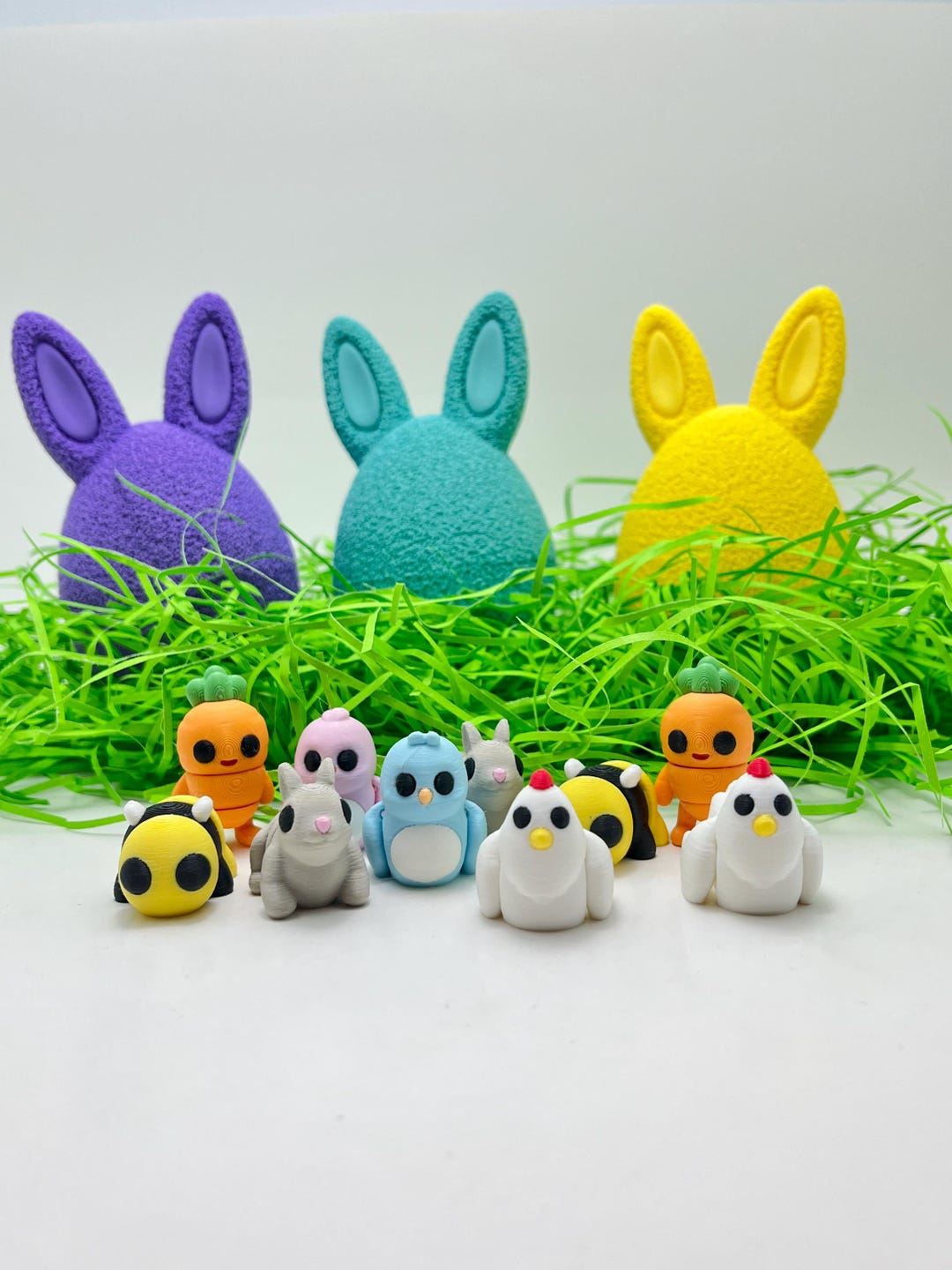 Bunny Ear Easter Egg and 10 Mini Animal Bundle - Easter Basket Filler ...