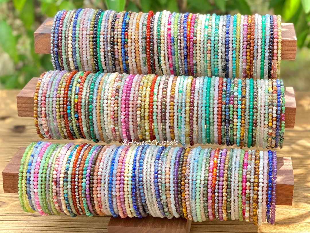 3mm Facet Round Beads Bracelet,stretch Beaded Bracelet,stacking ...