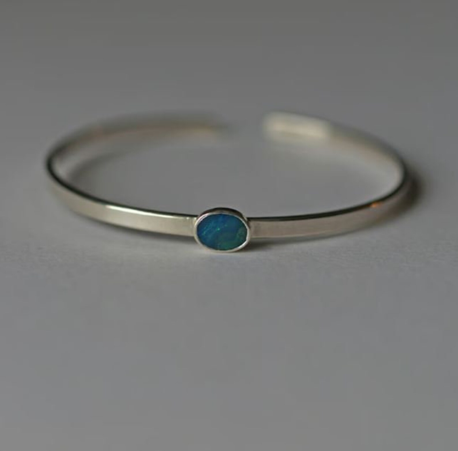 Opal Cuff Bracelet, Sterling Silver Gemstone Open Bangle Bracelets ...