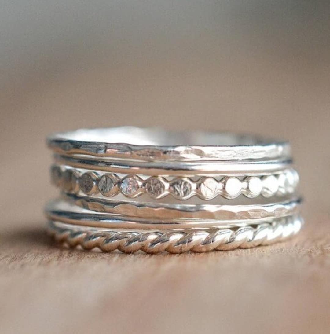 Set of 6 Sterling Silver Stacking Rings // Sterling Silver - Etsy