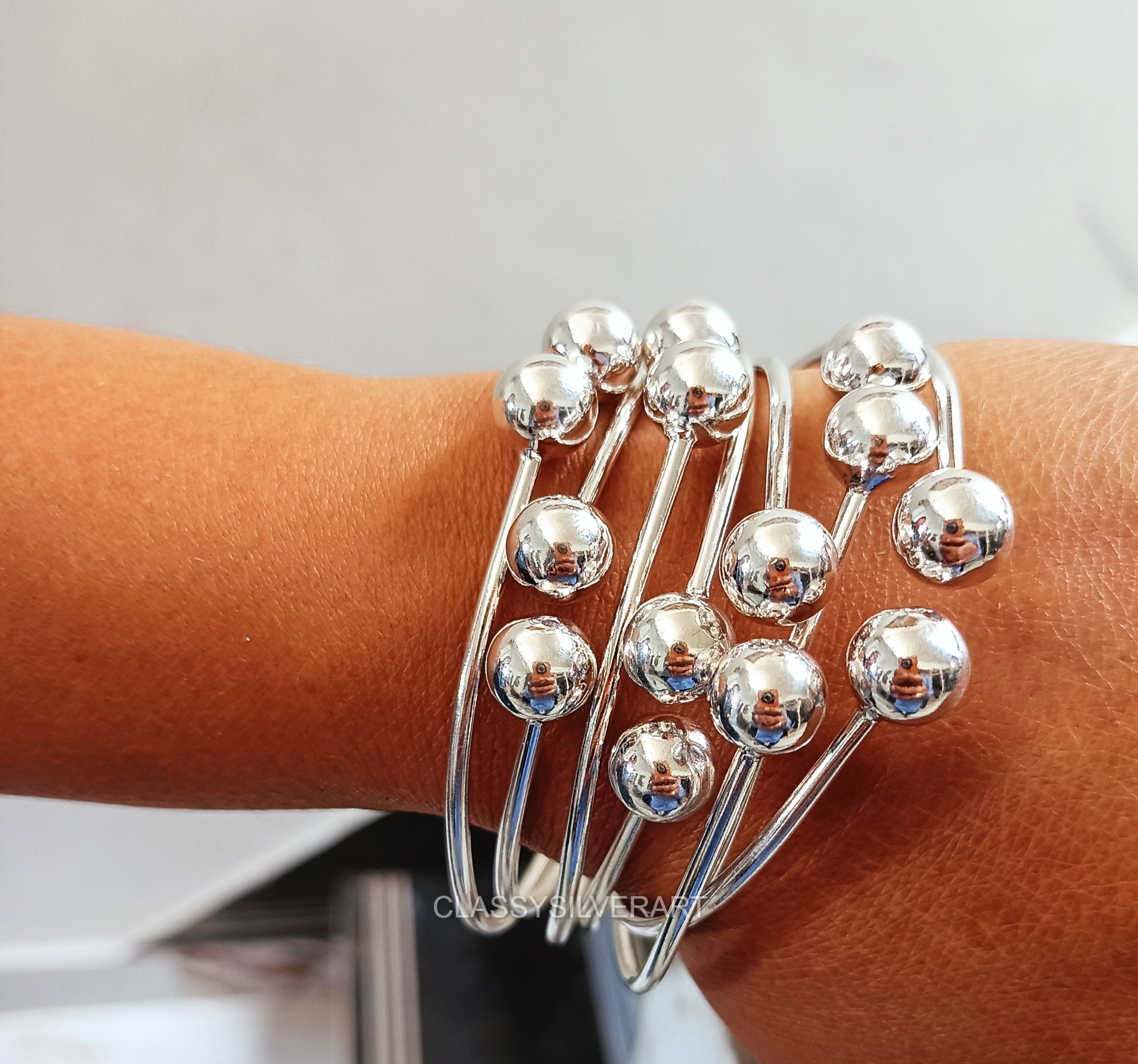 Sterling Silver Bangle, Thick Set of 7 Bangle, West Indian Bangle for ...