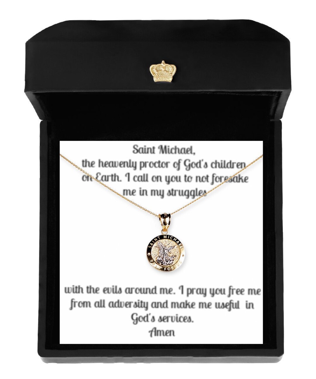 St Michael Necklace for Men Gold, St Michael Marine Corps US Army ...