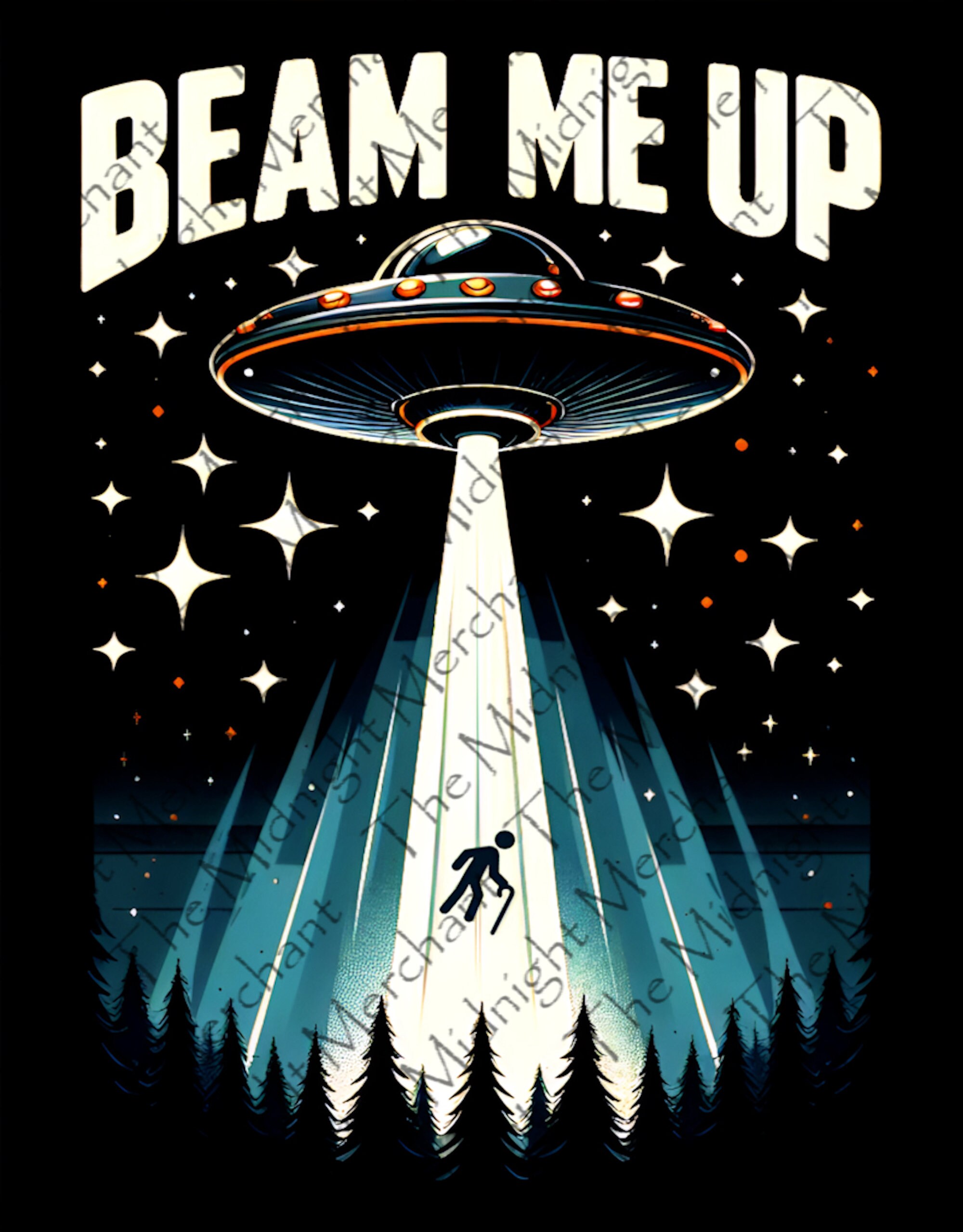 Vintage Retro, UFO Alien Abduction, Poster Art Trendy Wall Art, Quirky ...