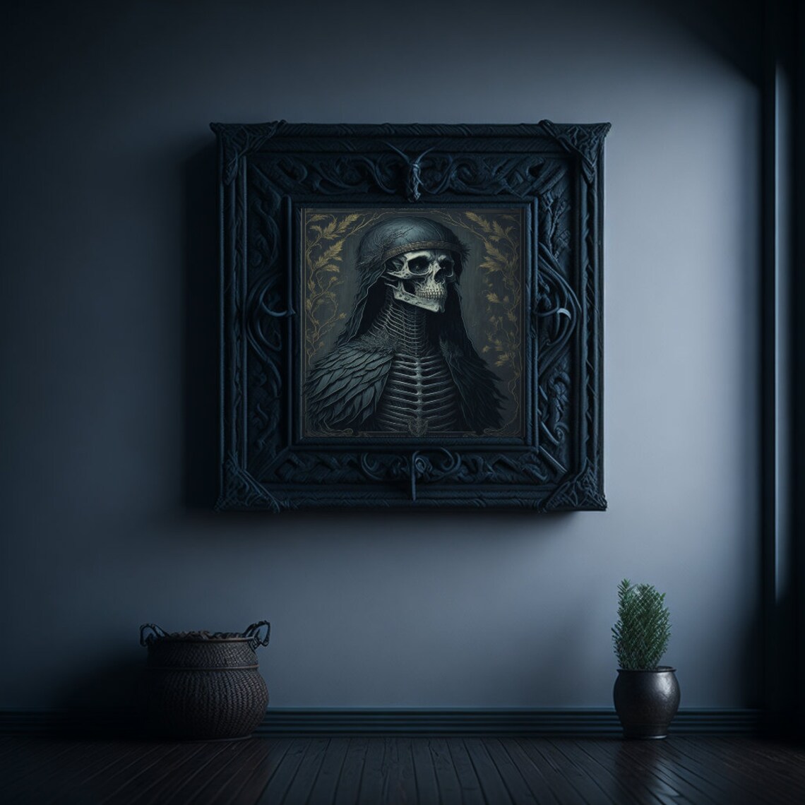 Mystic Skeleton: the Veiled Guardian Vintage Gothic Skeleton Portrait ...
