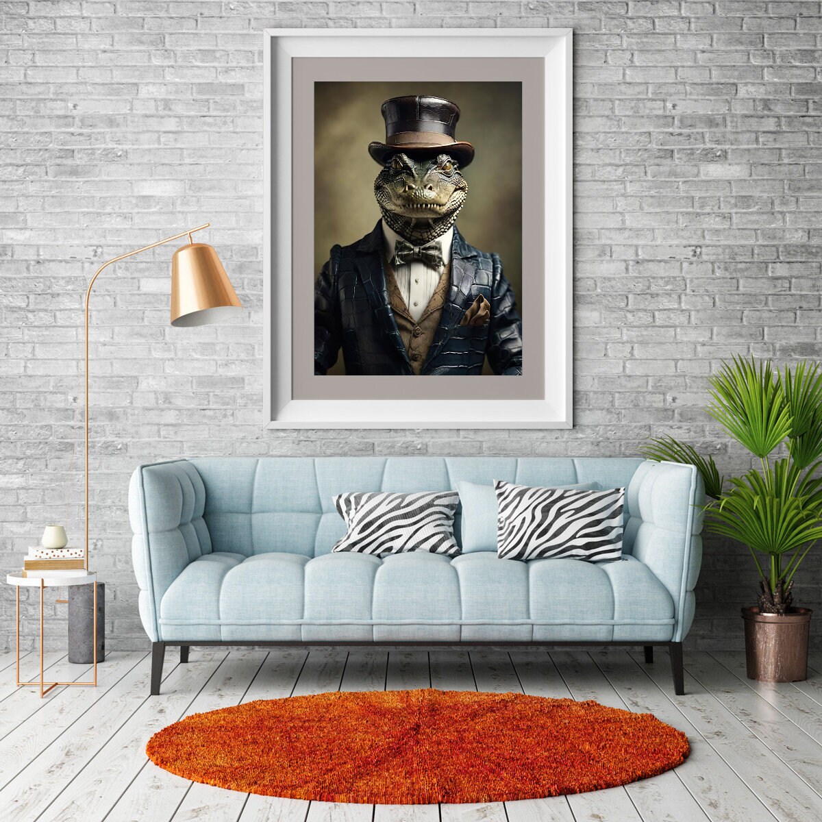 Vintage Animal Portrait - Elegant Gator Dressed in Fancy Clothing ...