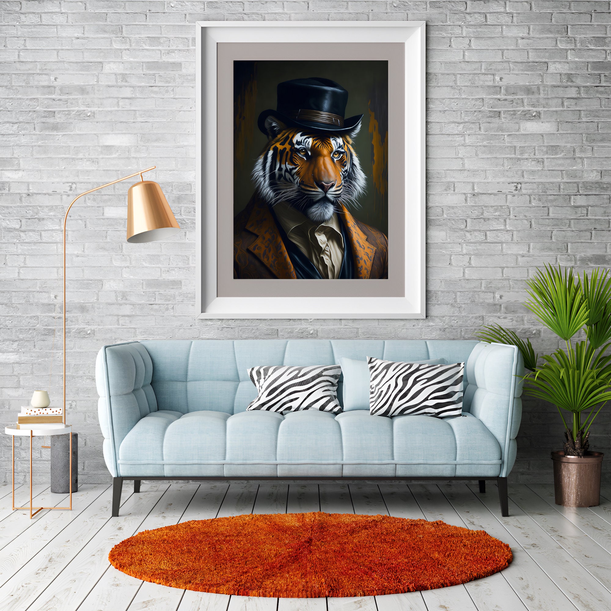 Tiger in Pimp Suit Oil Painting Unique Artwork Whimsical Poster Print ...