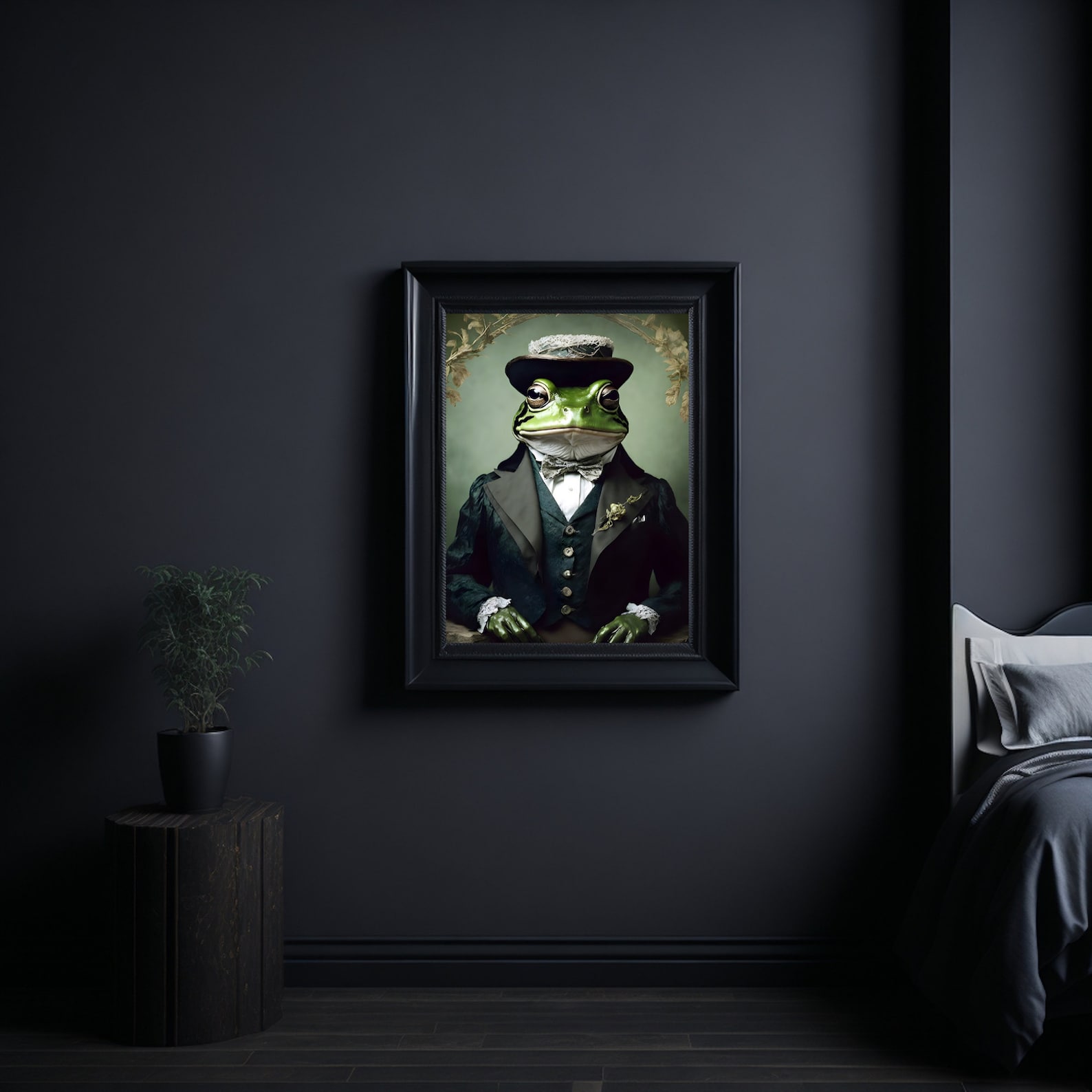 Vintage Victorian "fancy Frog" Frog in Blue Suit & Hat Portrait, Wall ...