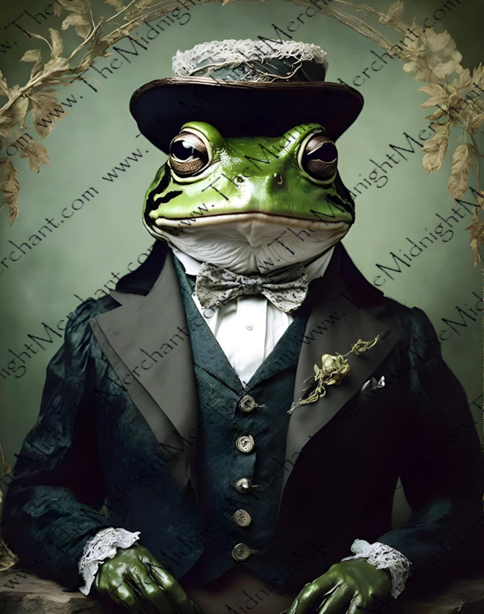 Vintage Victorian fancy Frog Frog in Blue Suit & Hat Portrait, Wall Art ...