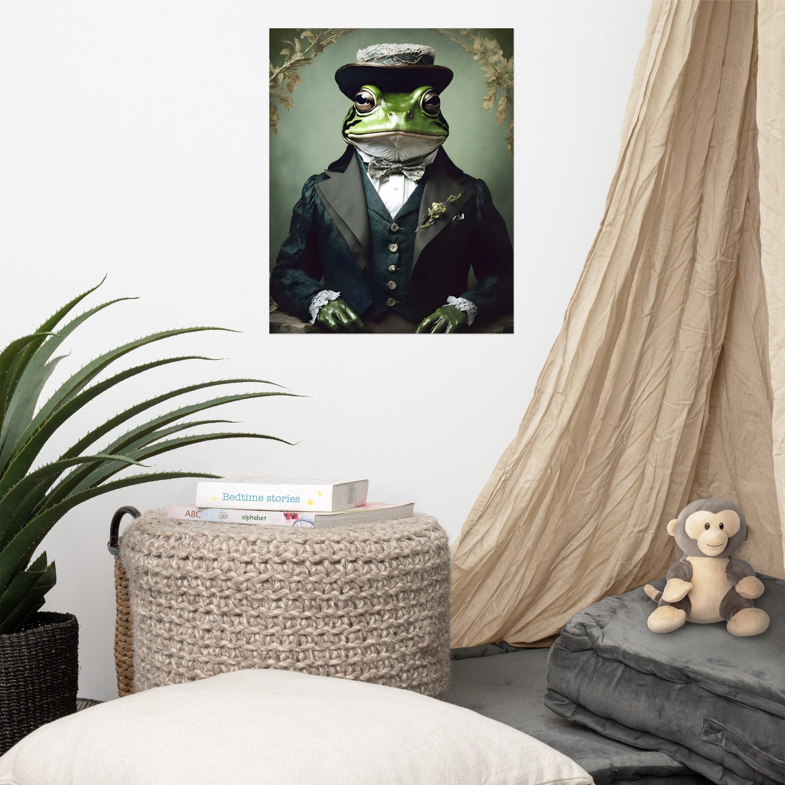Vintage Victorian "fancy Frog" Frog in Blue Suit & Hat Portrait, Wall ...