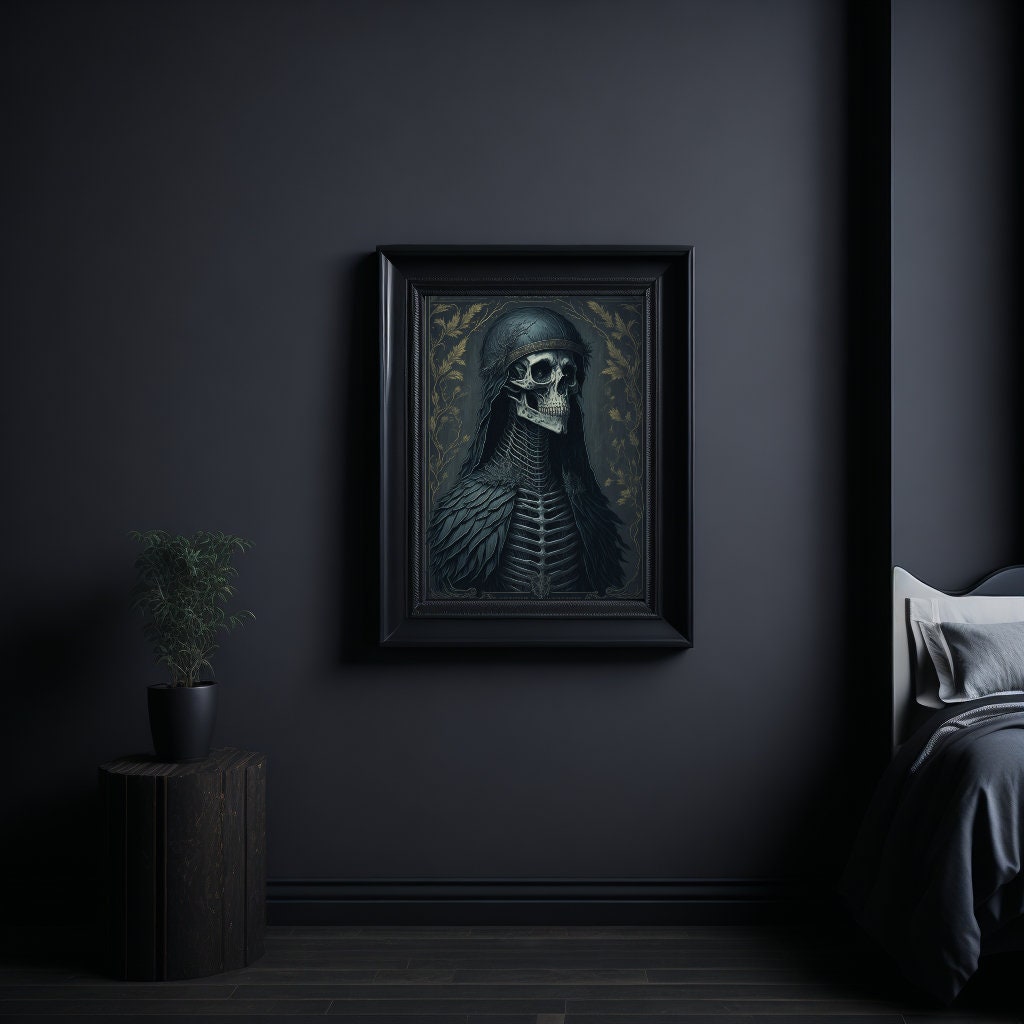 Mystic Skeleton: the Veiled Guardian Vintage Gothic Skeleton Portrait ...